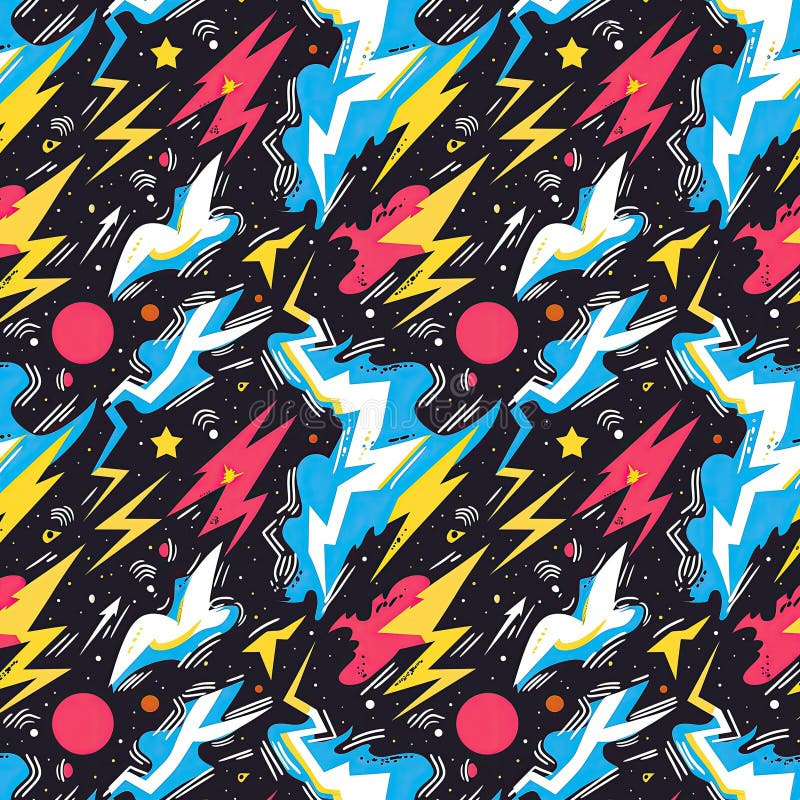 Abstract Lightning Bolt Pattern Background Thunderstorm Weather Retro ...