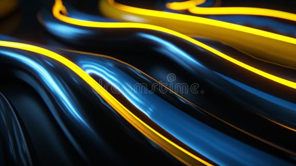 Dynamic Abstract Lines in Blue and Yellow, Creating a Fluid Visual Flow ...
