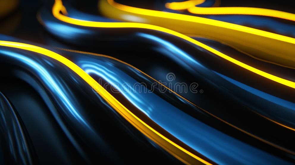 Dynamic Abstract Lines in Blue and Yellow, Creating a Fluid Visual Flow ...