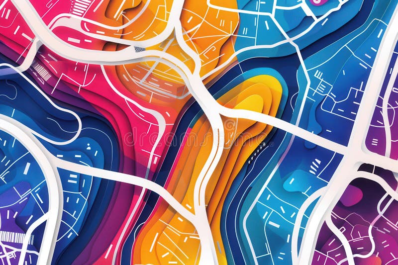 Dynamic Abstract Lines Overlay a Vibrant Map, Symbolizing Connectivity ...