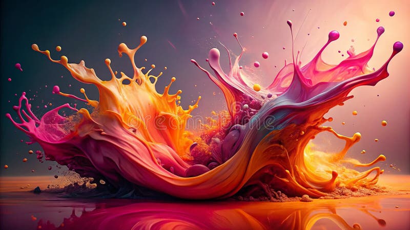 Dynamic Abstract Liquid Splash Vibrant Pink and Orange Double Exposure ...