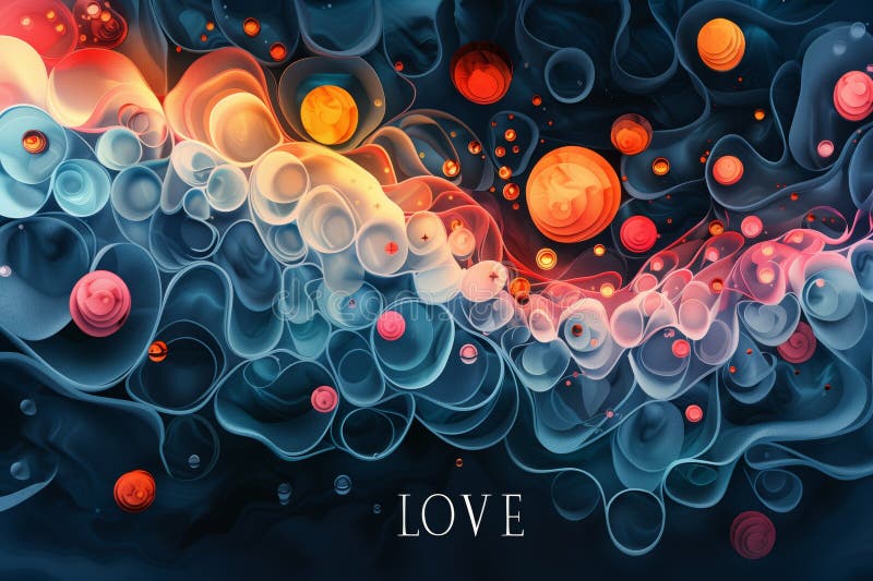 Dynamic Abstract Lit Visual Composition with the Word Love and Vibrant ...