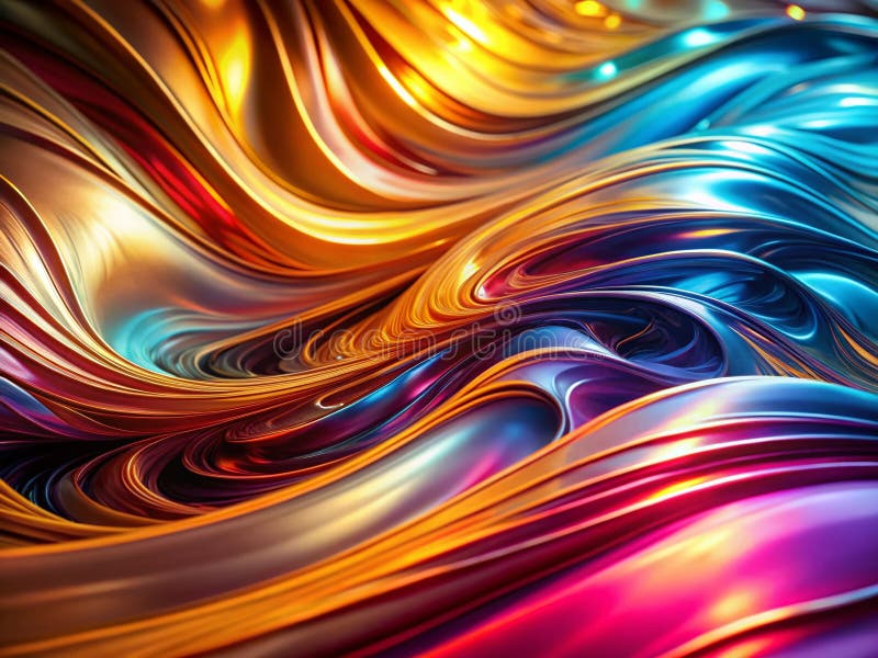 Dynamic Abstract Metallic Fluid Waves a Vibrant SlowMotion Background ...