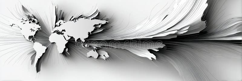 Dynamic Abstract Motion Lines Creating an Illusion of a Torn World Map ...