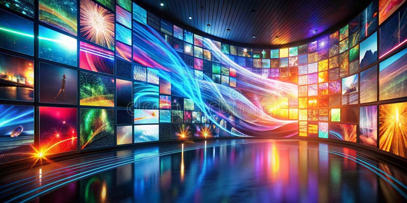 Dynamic Abstract Multimedia Wall Display a Modern Digital Art ...