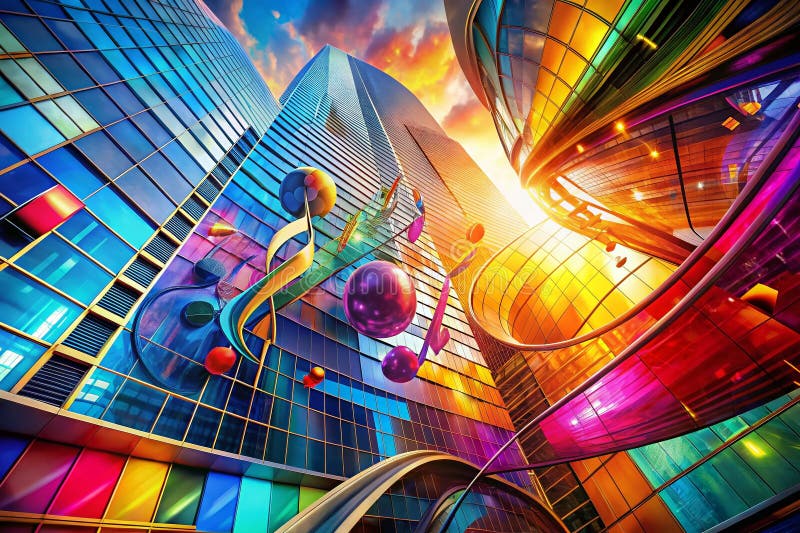 Dynamic Abstract Music Notes a Vibrant Fusion of Colorful Architectural ...