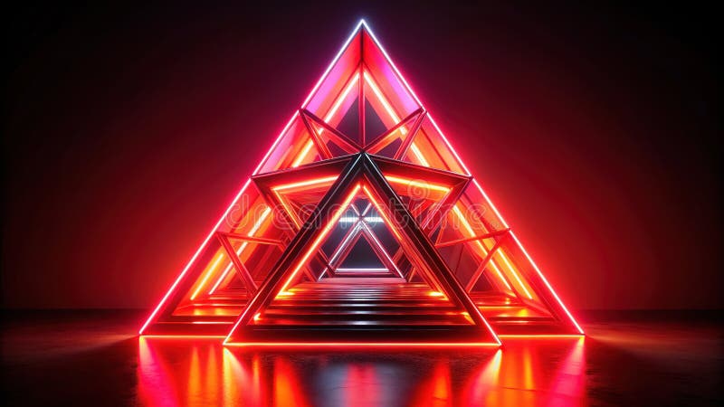 Dynamic Abstract Neon Pyramid Background Glowing Triangles in 3D Render ...