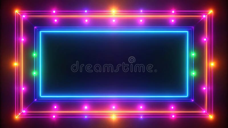 Dynamic Abstract Neon Rectangle Border Frame Animation a Seamless Loop ...