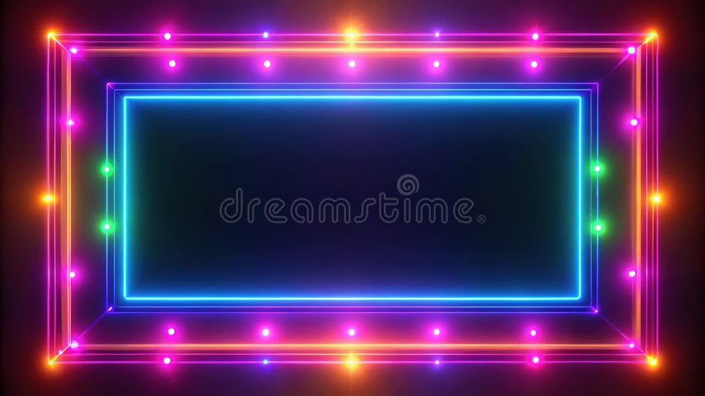 Dynamic Abstract Neon Rectangle Border Frame Animation a Seamless Loop ...