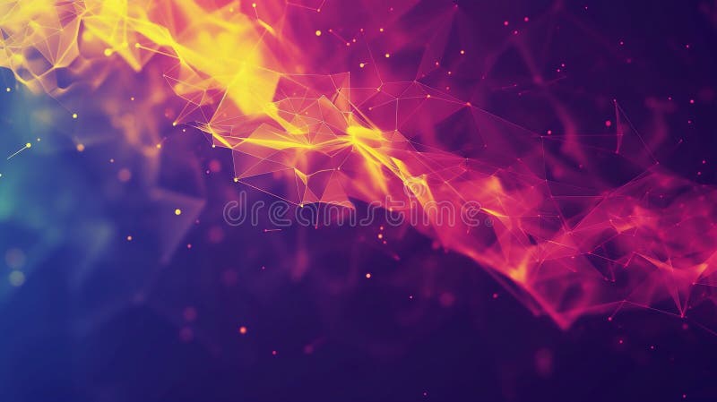 Dynamic Abstract Network of Connections with Nodes and Lines on a Dark ...