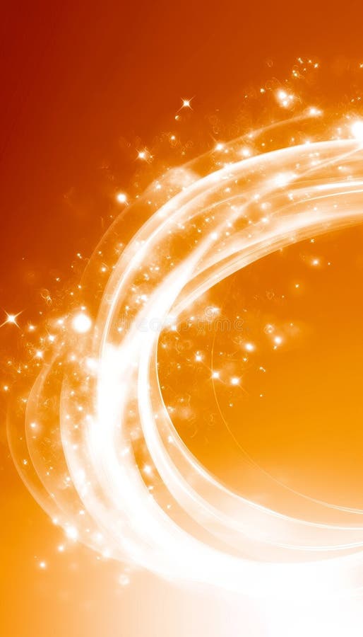 Dynamic Abstract Orange Background with Flowing Lines and Sparkling Light Effects for Designs ...