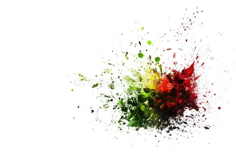 Dynamic Abstract Paint Explosion Featuring Red, Green, and Yellow Color ...