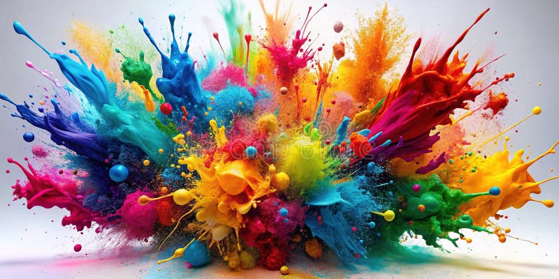 Dynamic Abstract Paint Explosion a Vibrant Burst of Color on a Crisp ...