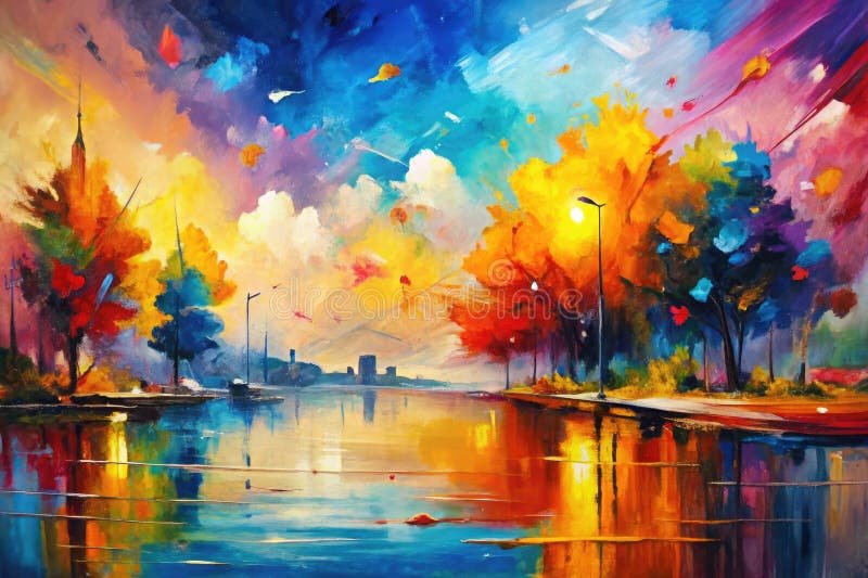 Dynamic Abstract Painting Explodes with Vibrant Brushstrokes on a ...