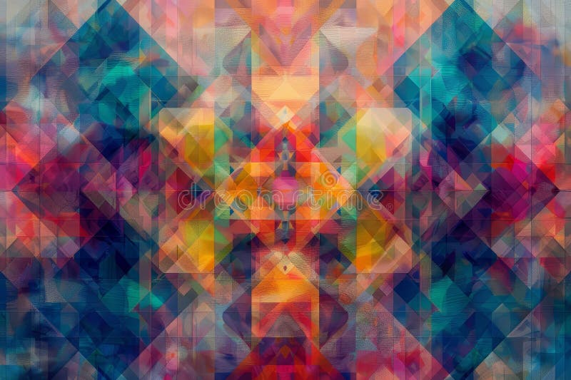 A Dynamic Abstract Painting Featuring an Array of Colorful Triangles in ...