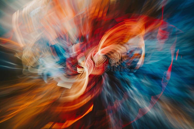 Dynamic Abstract Painting Featuring a Red, White, and Blue Flower in ...