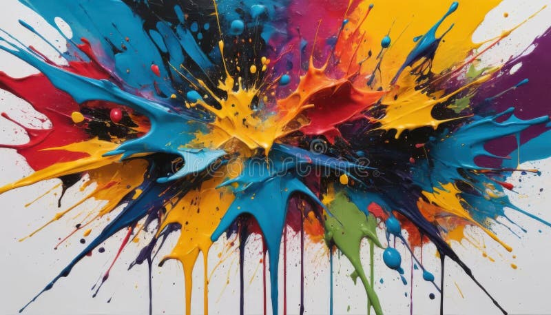 Dynamic Abstract Painting Featuring Vibrant Bursts of Color, Like ...