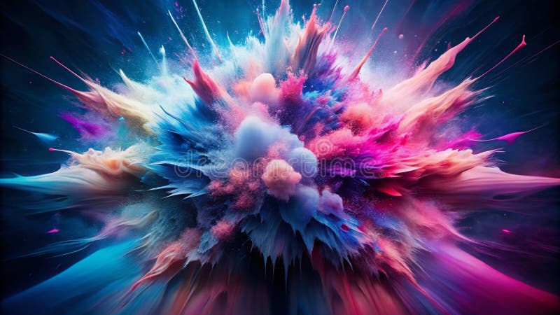 Dynamic Abstract Painting a Pink and Blue Explosion of Energy and ...