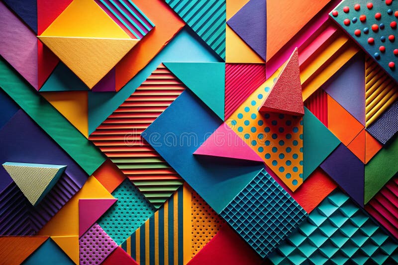 Dynamic Abstract Paper Collage Bold Geometric Shapes and Textures in a ...