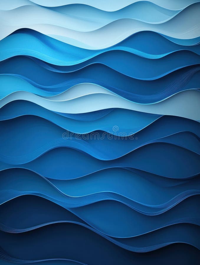 Dynamic Abstract Paper Cut Design Featuring Layered Water Waves in Deep ...