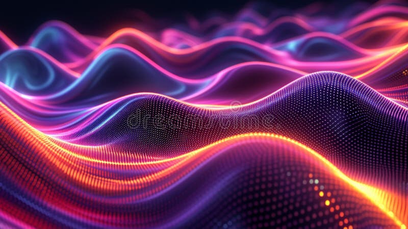 Dynamic Abstract Particles Flowing Forming Wavy Surface Stock ...