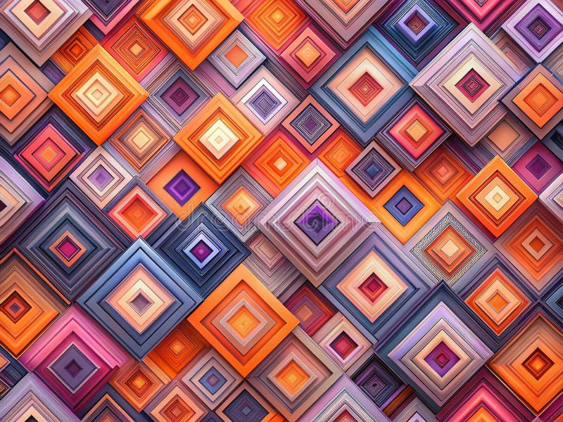 Dynamic Abstract Pattern of Interlocking Squares in Bold Vibrant Colors ...