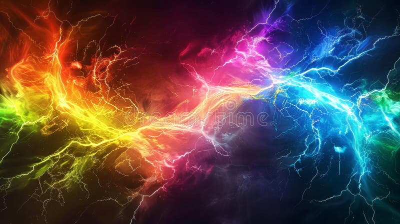 Dynamic Abstract Photo with Vibrant Rainbow Lightning Patterns for ...