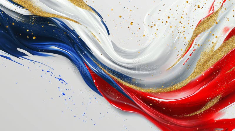 A Dynamic Abstract Piece Showcasing Red, White, and Blue Brushwork on a ...