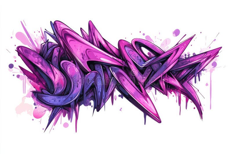 Dynamic Abstract Pink Graffiti with 3d Elements. AI Image Stock ...