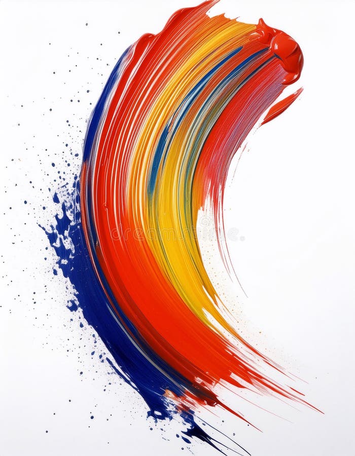 Dynamic Abstract of Red, Blue, and Yellow Paint Strokes Splattered ...