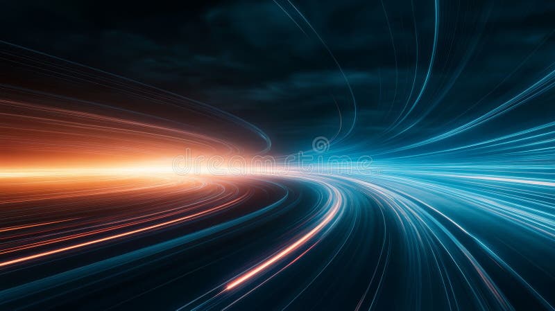 A Dynamic Abstract Representation of Light Trails in Blue and Orange ...