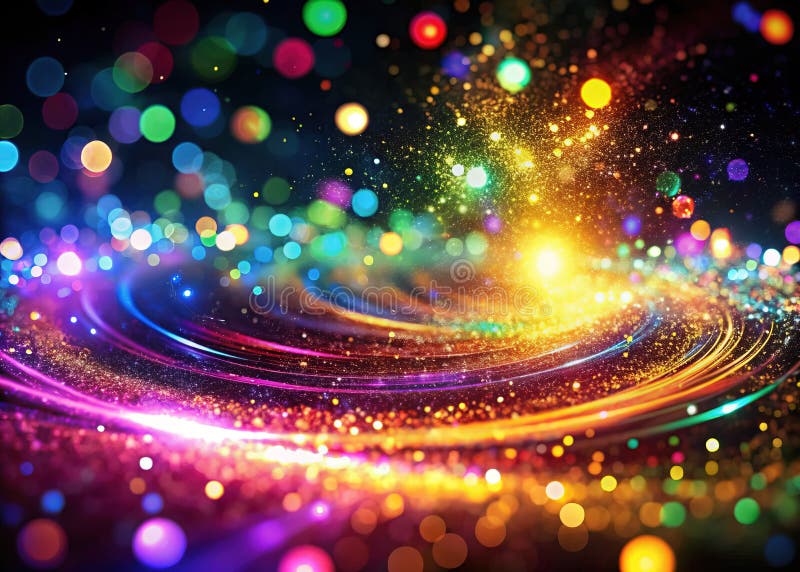 Dynamic Abstract Rotating Color Lights and Sparkles on a Black ...
