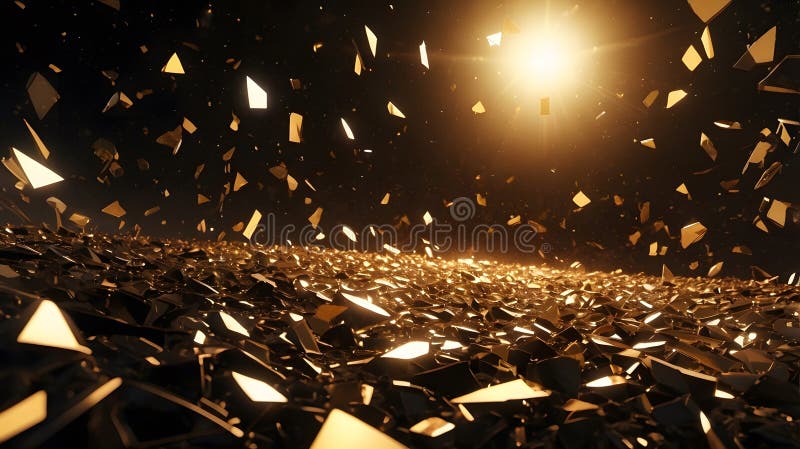 Abstract Golden Geometric Pattern with Sparkling Light Effect for Luxury and Technology Concepts ...