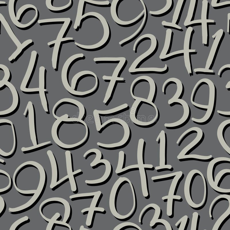 Dynamic and Abstract Seamless Pattern of Hand-drawn Style Numbers Stock ...