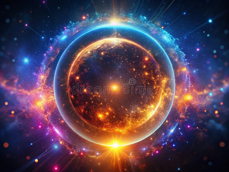 Dynamic Abstract Space Background with Glittering Particle Circles a ...