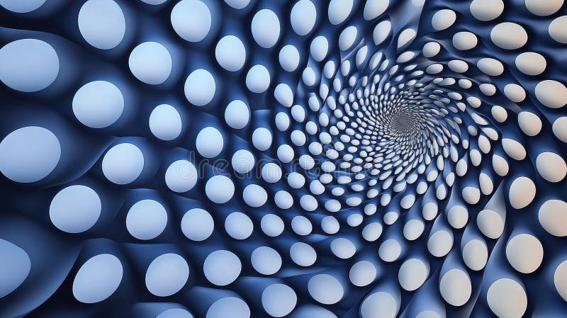 Abstract Spiral Pattern with Blue and White Dots in Dynamic 3D Space ...