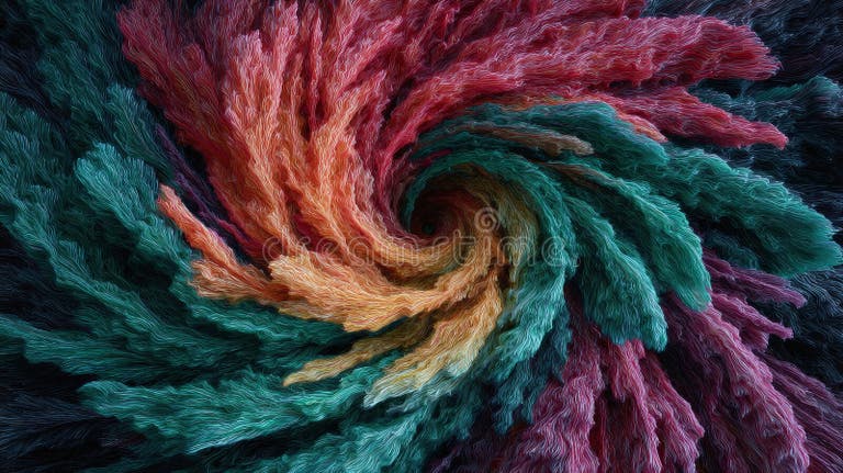 A Dynamic Abstract Spiral with Flowing Textures. Multicolor Waves Create an Eyecatching Vortex ...