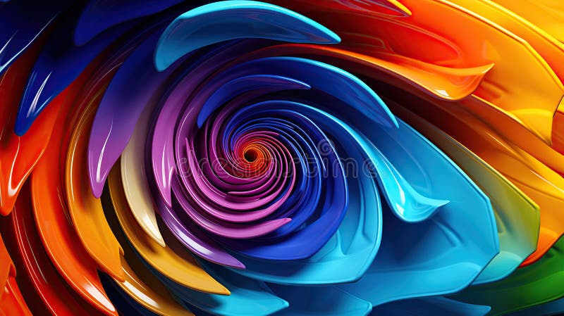 Dynamic Abstract Spirals of Bright Hues. Generative Ai Stock ...