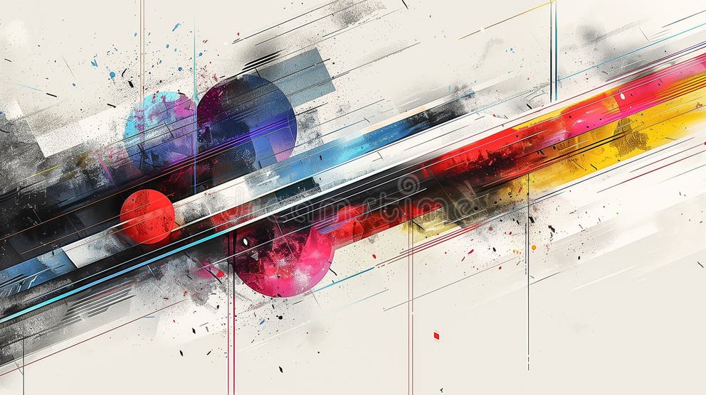 Dynamic Abstract Splatter with Geometric Lines Stock Illustration ...