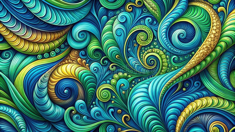Dynamic Abstract Swirling BlueGreen Wave Pattern Background a Seamless ...