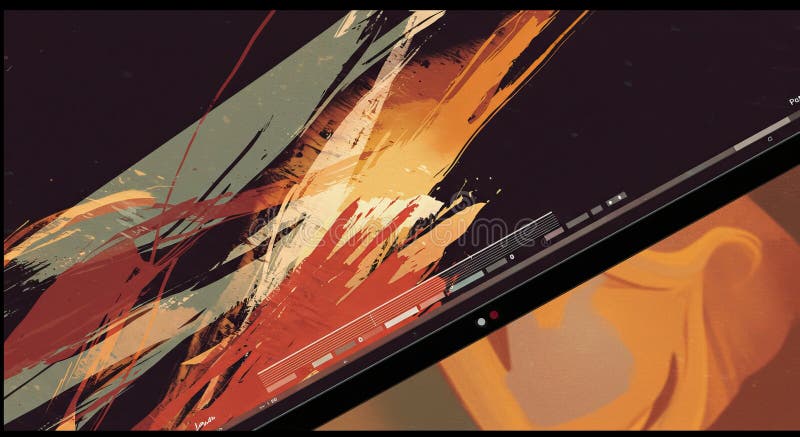 Dynamic Abstract Tablet Art with Bold Brush Strokes and Vibrant Colors ...