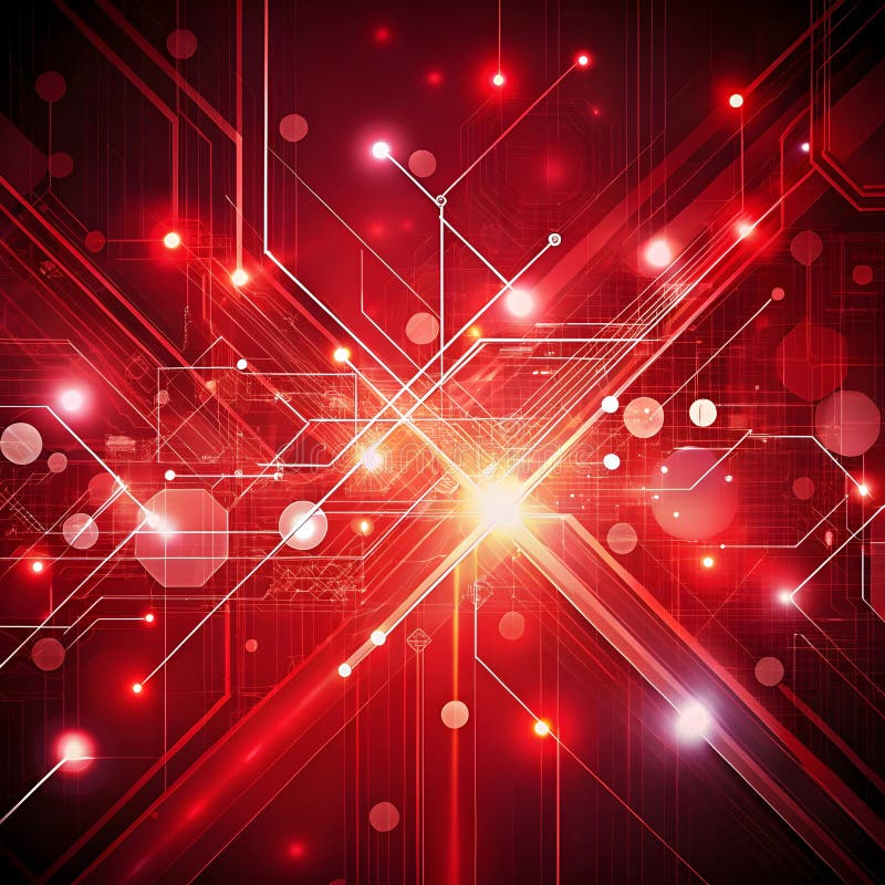 Abstract Technology Concept Background Red Color Toned Stock ...