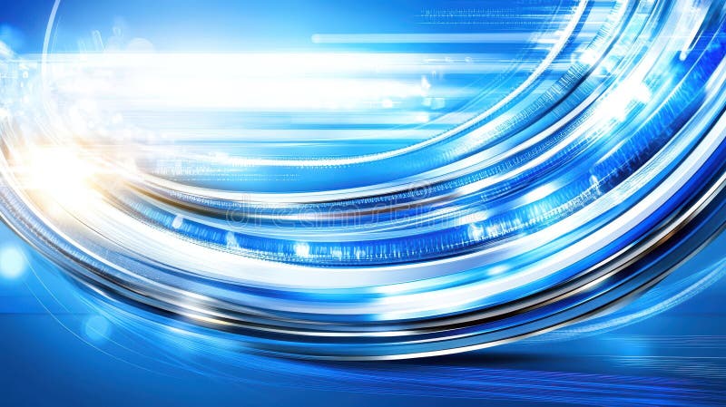Dynamic Abstract Technology Background, Intertwined Blue and White Lines in a Modern Digital ...