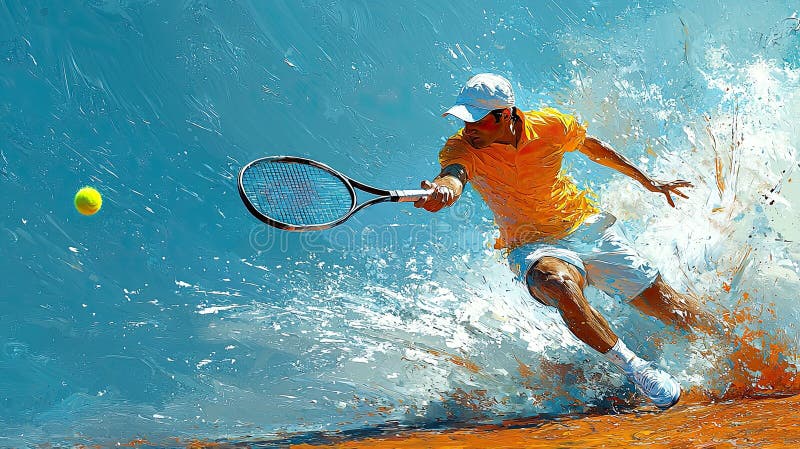 Dynamic Abstract Tennis Player in Full Swing Action. Stock Illustration ...