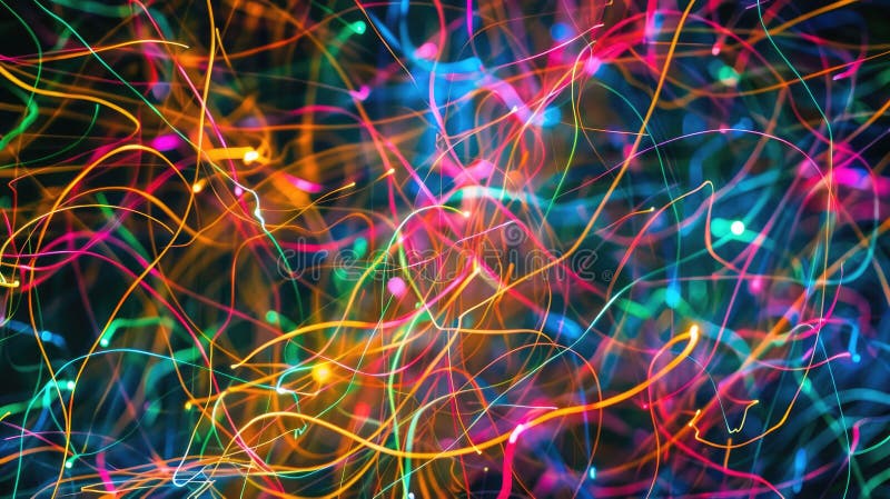 Dynamic Abstract Texture Background with Neon Fiber Optic Lines. Ai ...