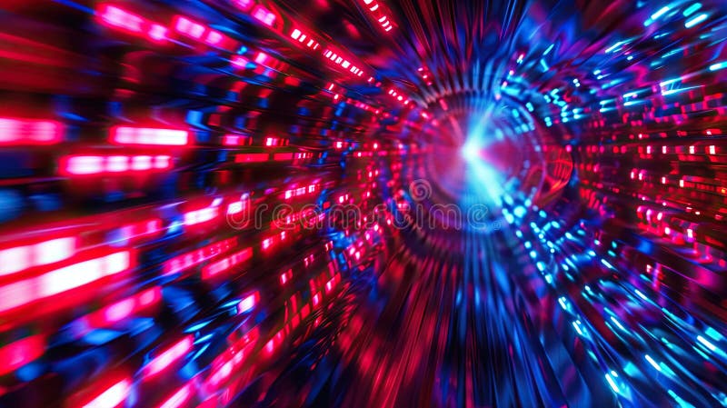 Vibrant Tunnel of Dynamic Neon Lights with Abstract Red and Blue ...