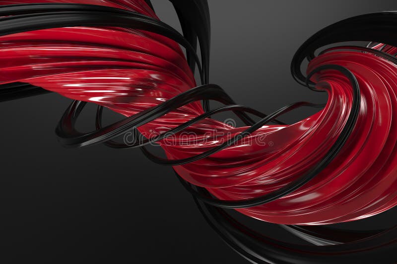 Dynamic Abstract Twisting Red and Black Ribbons Design Stock ...