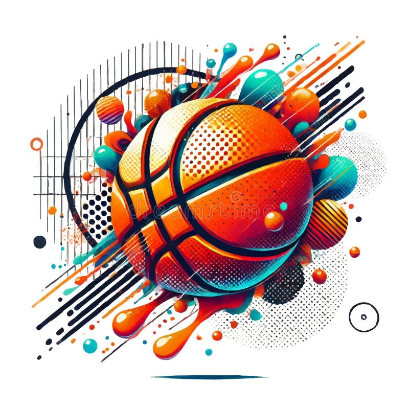 Dynamic Abstract Vector Illustration of a Basketball Ball with Colorful ...
