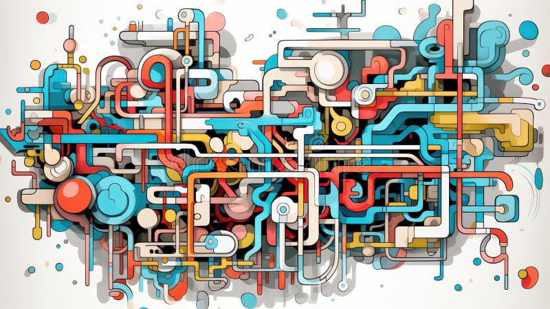 Dynamic Abstract Vector Illustration Depicting Crowded Chaos, Created ...