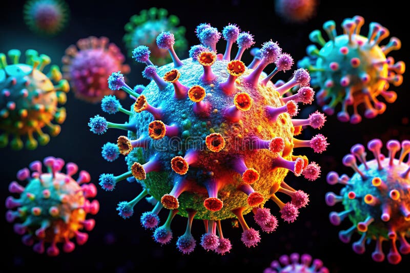 Dynamic Abstract Virus Animation Vibrant Colors and Geometric Patterns ...